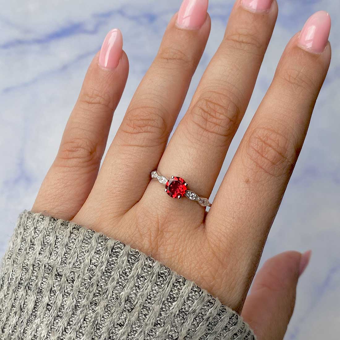 Dainty Garnet Ring | Buy Dainty Garnet Gemstone Rings Online in USA at ...