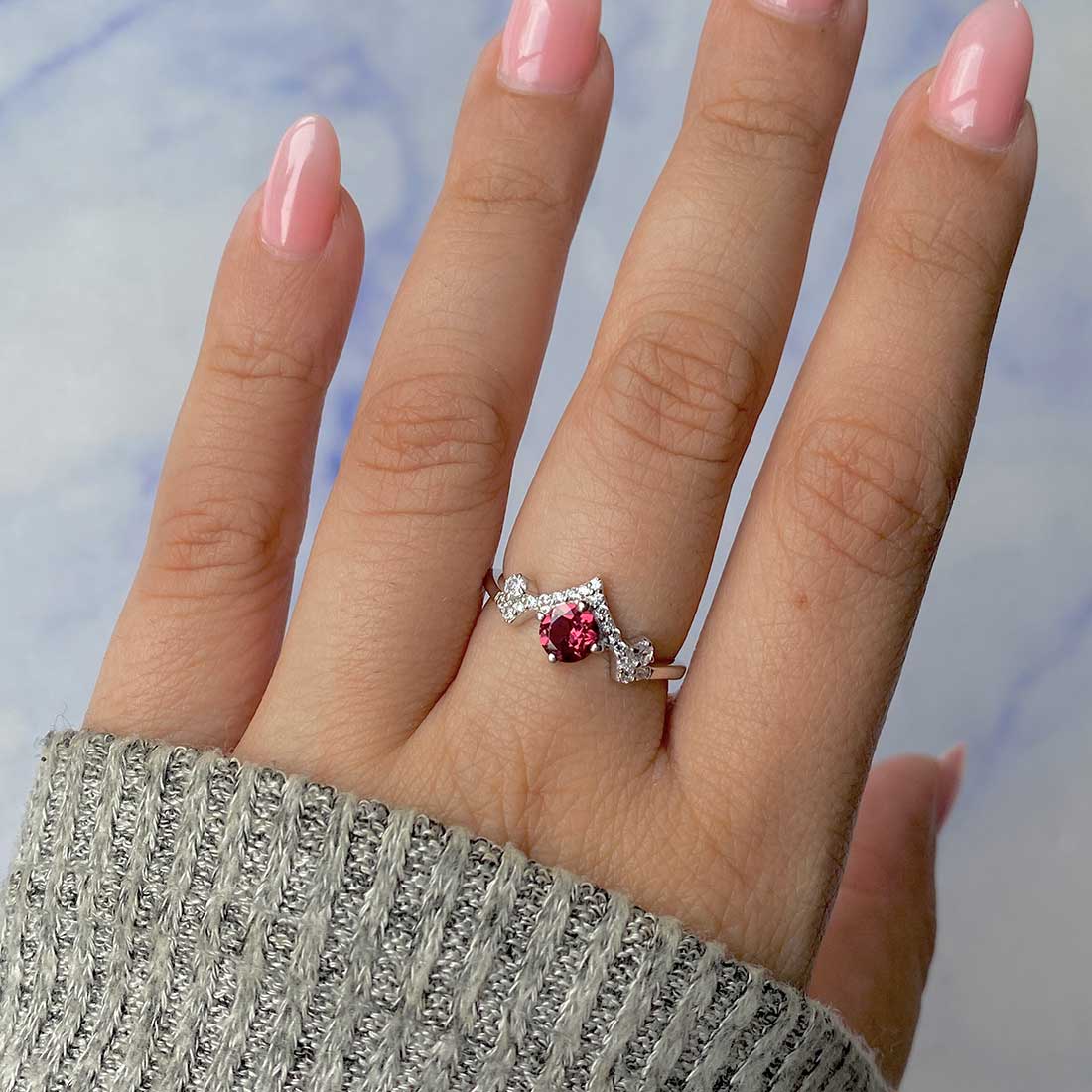 Dainty Garnet Ring | Buy Dainty Garnet Gemstone Rings Online in USA at ...
