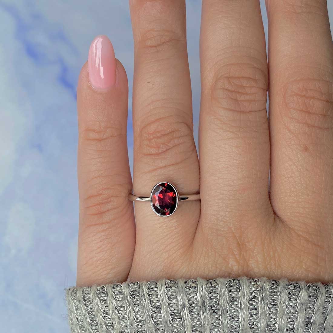 Dainty Garnet Ring | Buy Dainty Garnet Gemstone Rings Online in USA at ...