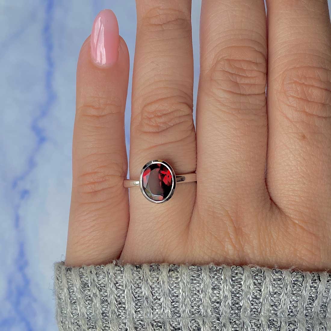 Dainty Garnet Ring | Buy Dainty Garnet Gemstone Rings Online in USA at ...