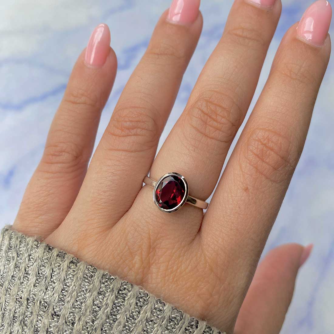 Dainty Garnet Ring | Buy Dainty Garnet Gemstone Rings Online in USA at ...