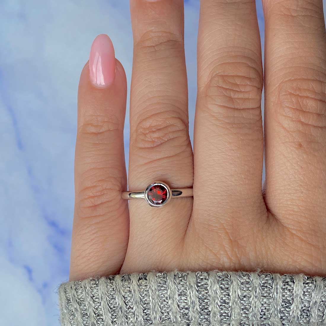 Dainty Garnet Ring | Buy Dainty Garnet Gemstone Rings Online in USA at ...