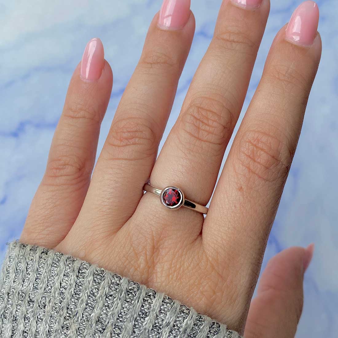 Dainty Garnet Ring | Buy Dainty Garnet Gemstone Rings Online in USA at ...