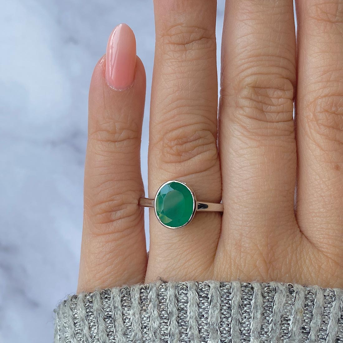 Dainty Green Onyx Rings | Buy Silver Green Onyx Ring Online in USA ...