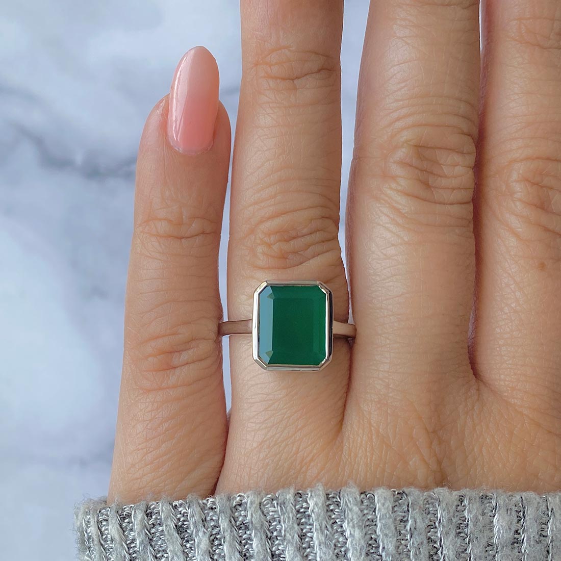 Dainty Green Onyx Rings | Buy Silver Green Onyx Ring Online in USA ...