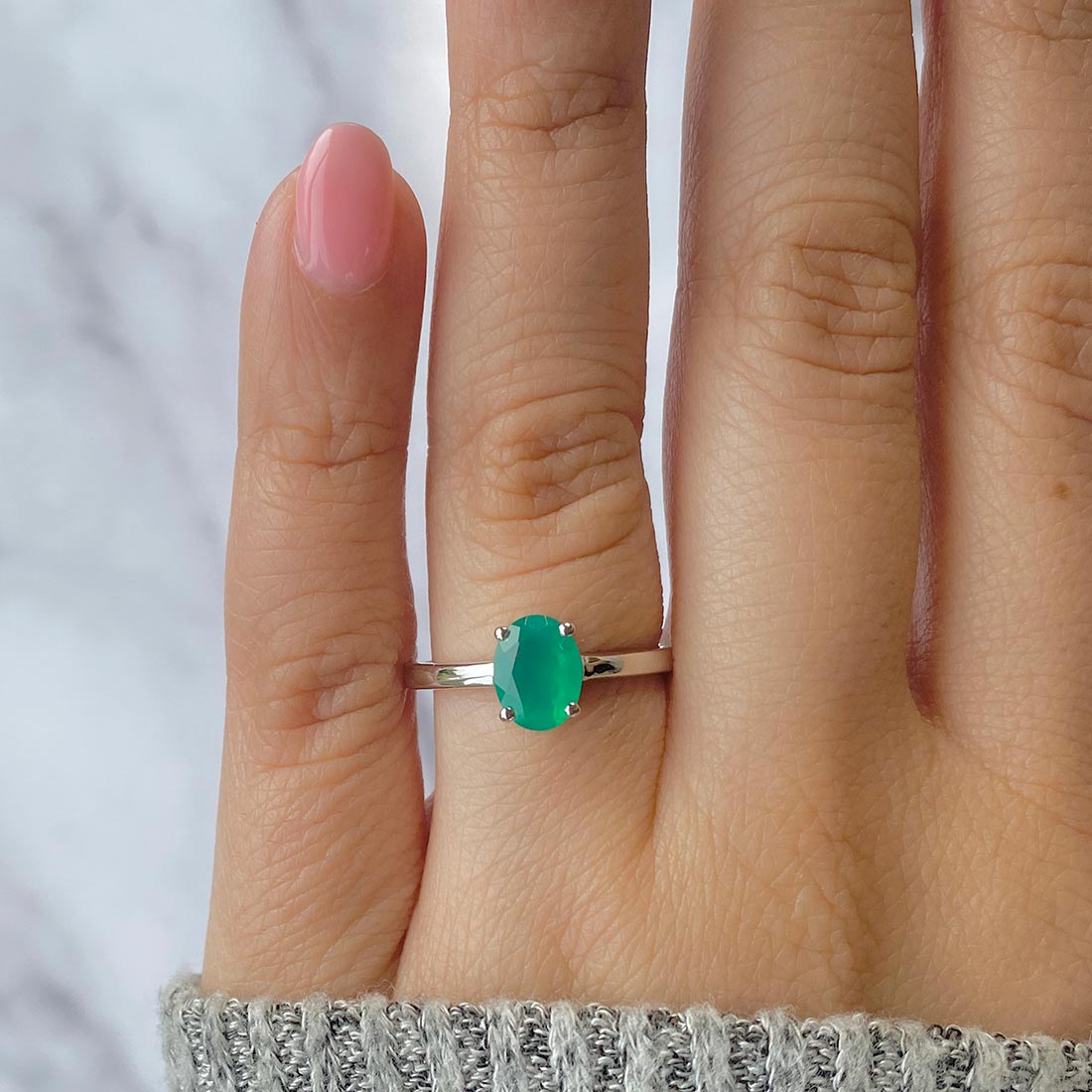 Dainty Green Onyx Rings | Buy Silver Green Onyx Ring Online in USA ...