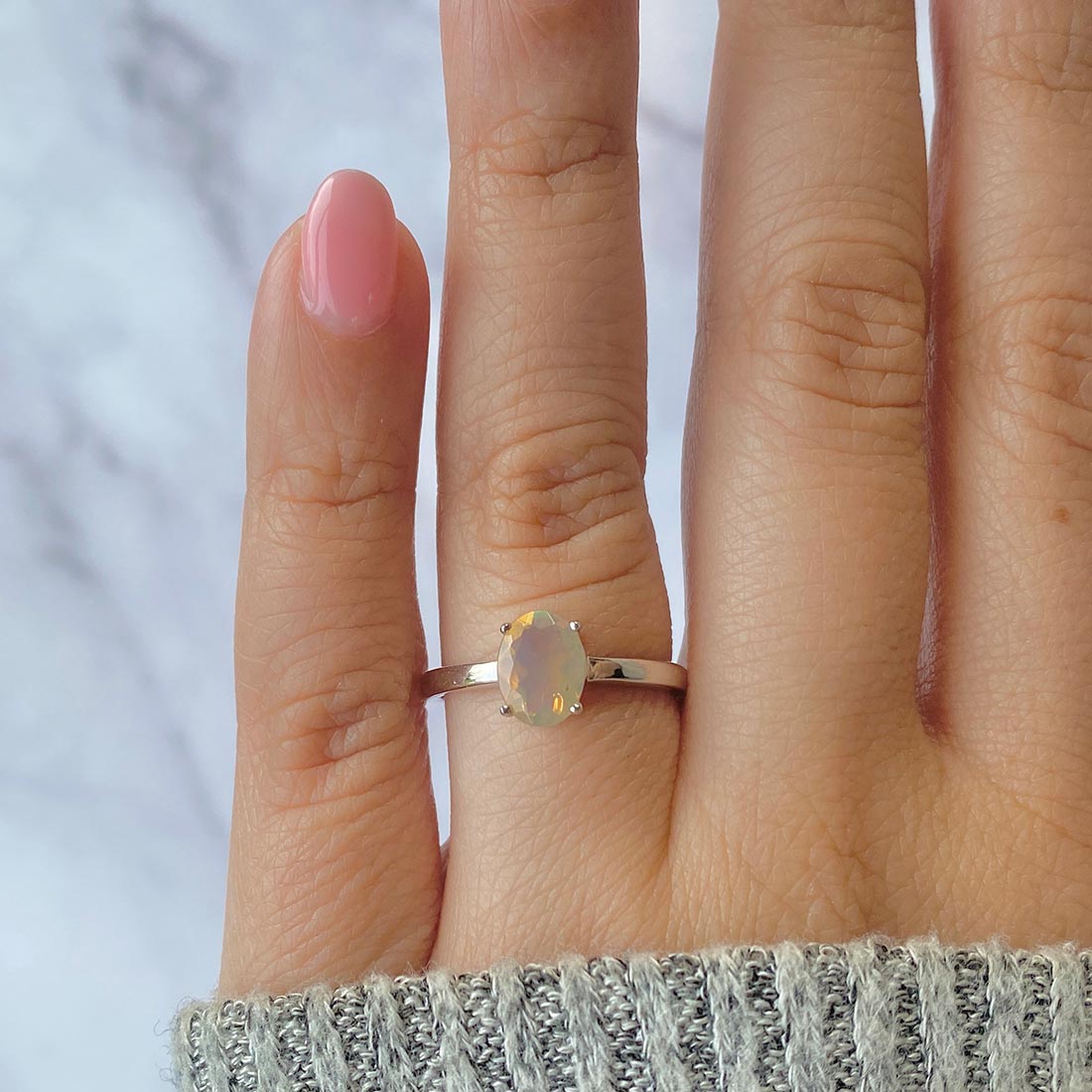 Dainty Opal Rings | Buy Sterling Silver Opal Rings in USA – Sagacia Jewelry