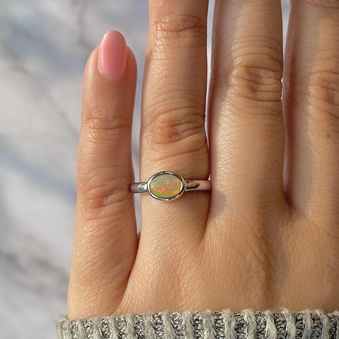 Dainty Opal Rings | Buy Sterling Silver Opal Rings in USA – Sagacia Jewelry