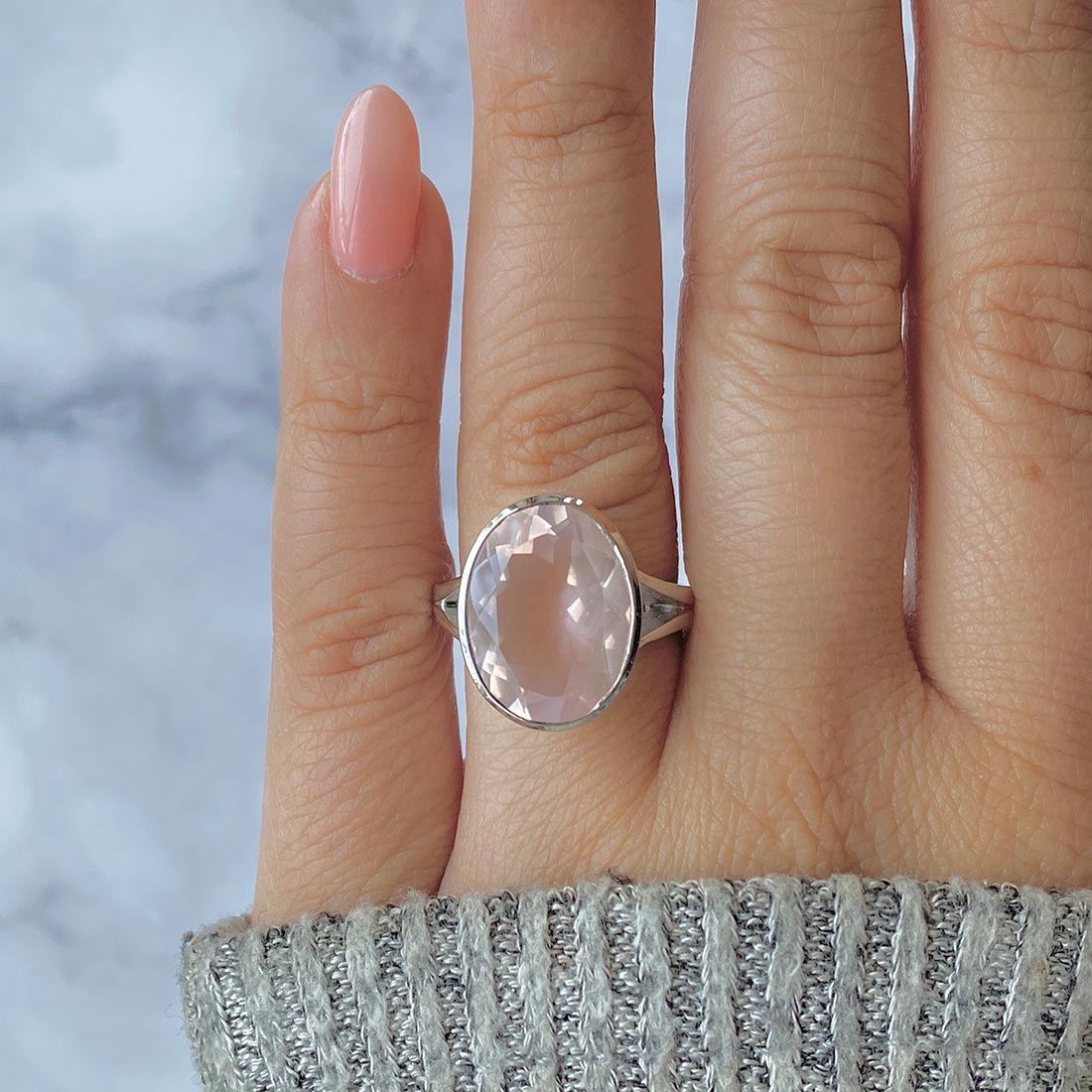 Dainty Rose Quartz Rings | Buy Natural Rose Quartz Gemstone Ring Online ...
