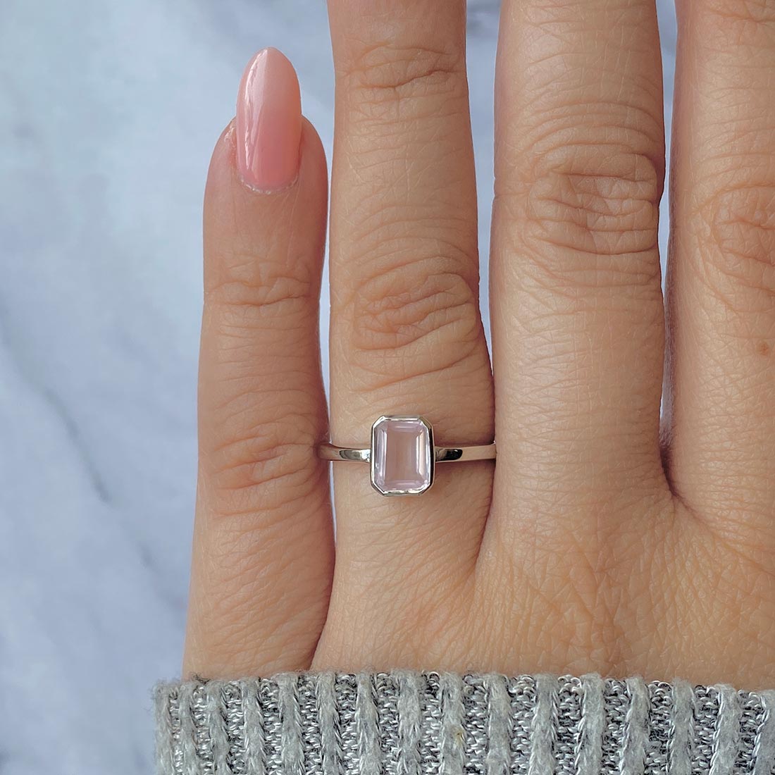 Dainty Rose Quartz Rings | Buy Natural Rose Quartz Gemstone Ring Online ...